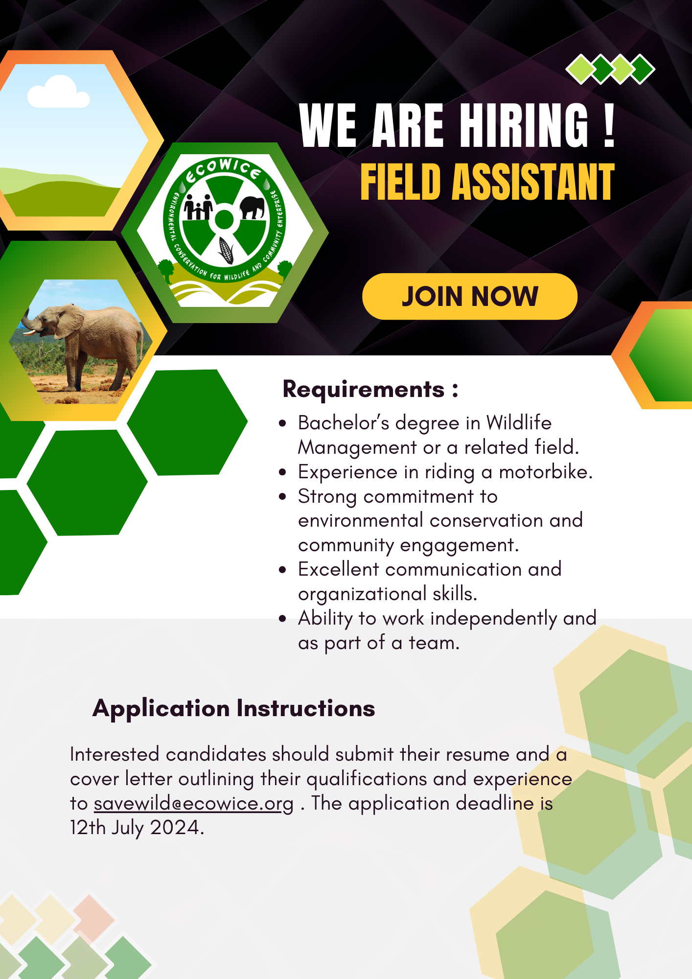 We are hiring - Environmental Conservation for Wildlife and Community ...